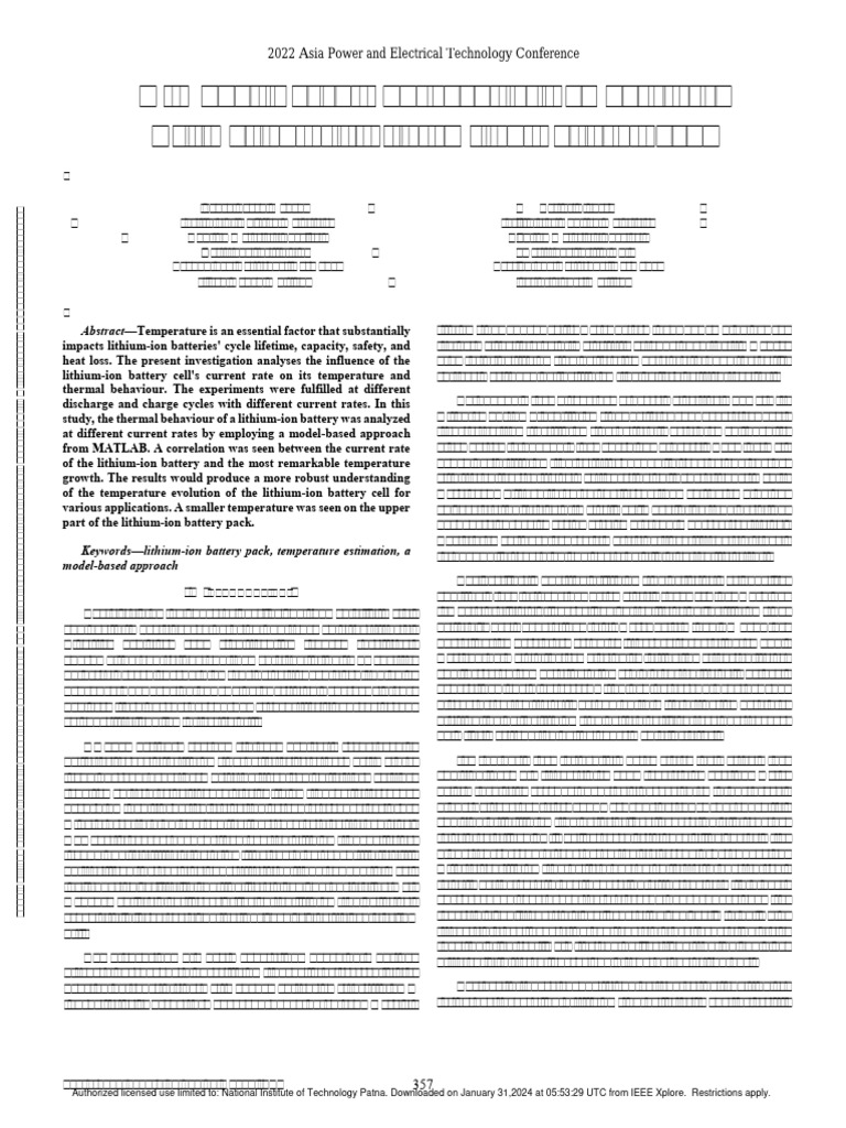 A Model Based Approach For Temperature Estimation Of A Lithium Ion