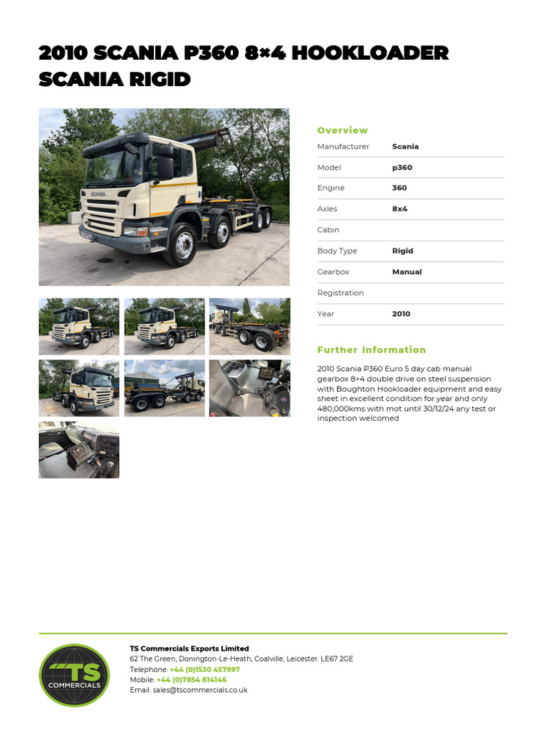 2010 Scania P360 8x4 Hookloader Manual | PDF