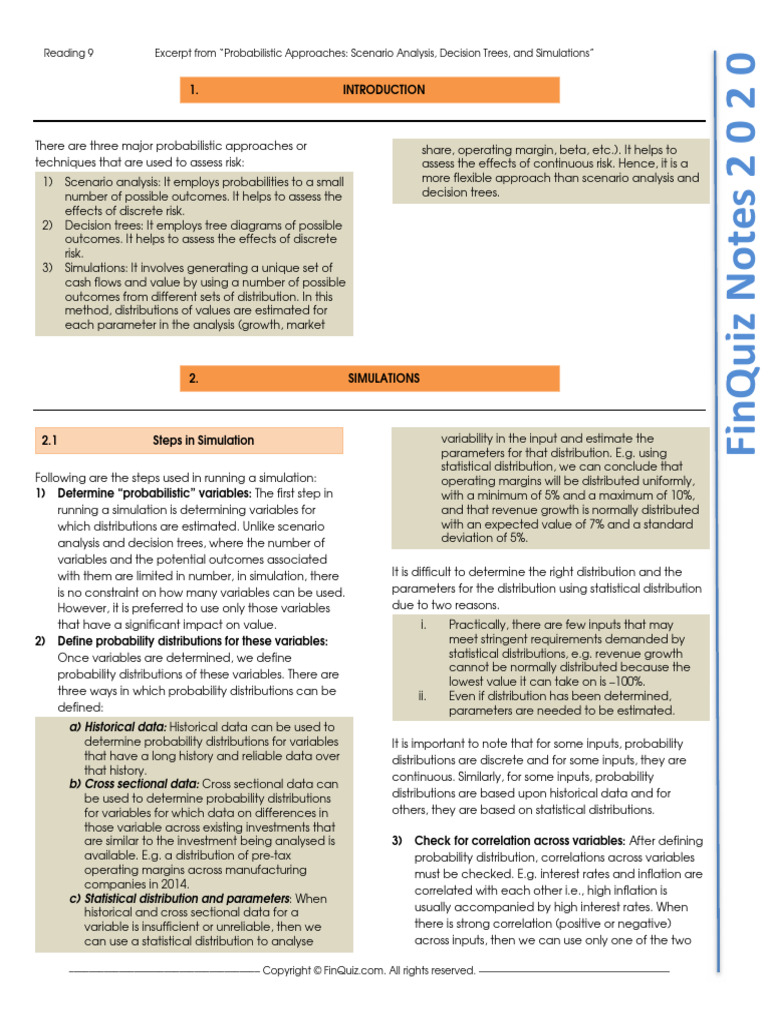 FinQuiz - Curriculum Note, @InsightSquad Study Session 3, Reading 9 | PDF | Probability ...