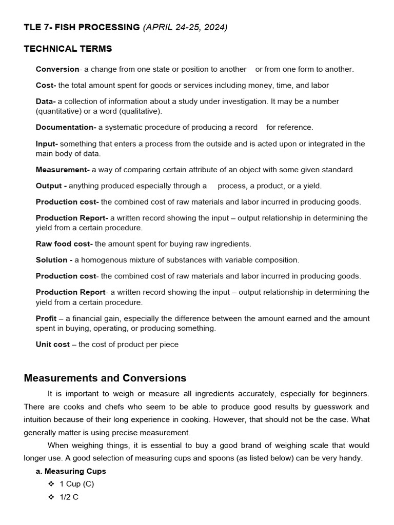Modular Activity for TLE 7- April 24-25 | PDF | Tablespoon | Ounce