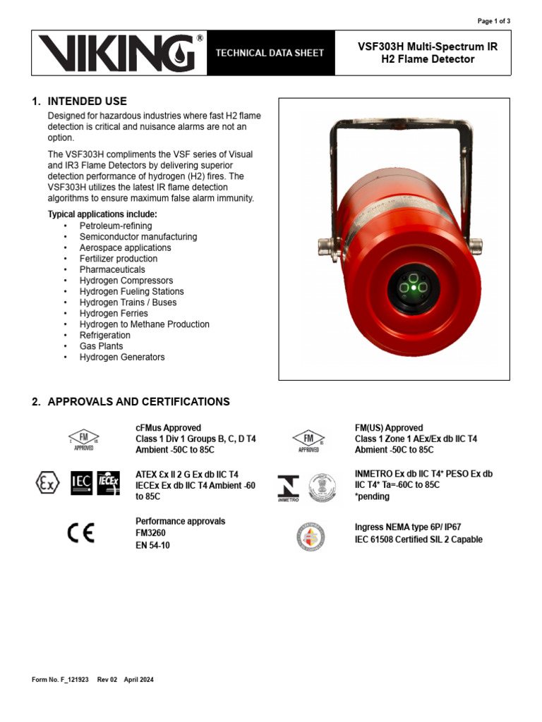 VSF303 Flame Detectors | PDF | Hydrogen | Relay