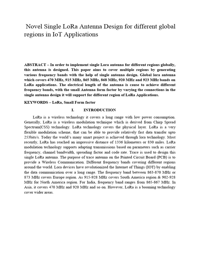 Global LoRa Antenna Design for IoT | PDF | Electronic Engineering | Radio