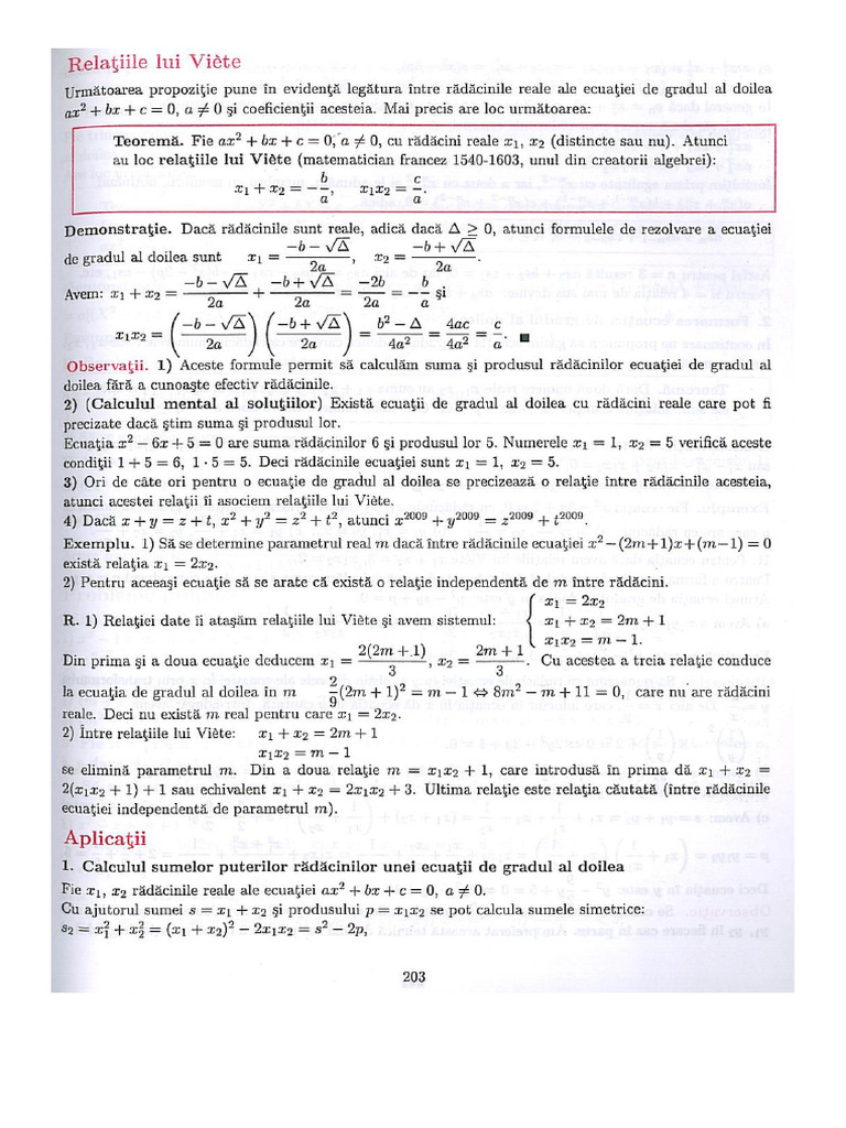 3.2 Relatiile Lui Viete | PDF