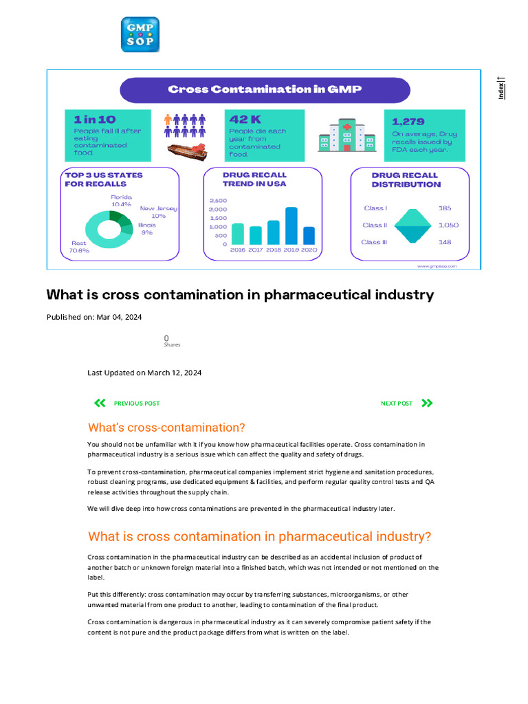 What's Cross Contamination in Pharmaceutical Industry | PDF | Foodborne ...