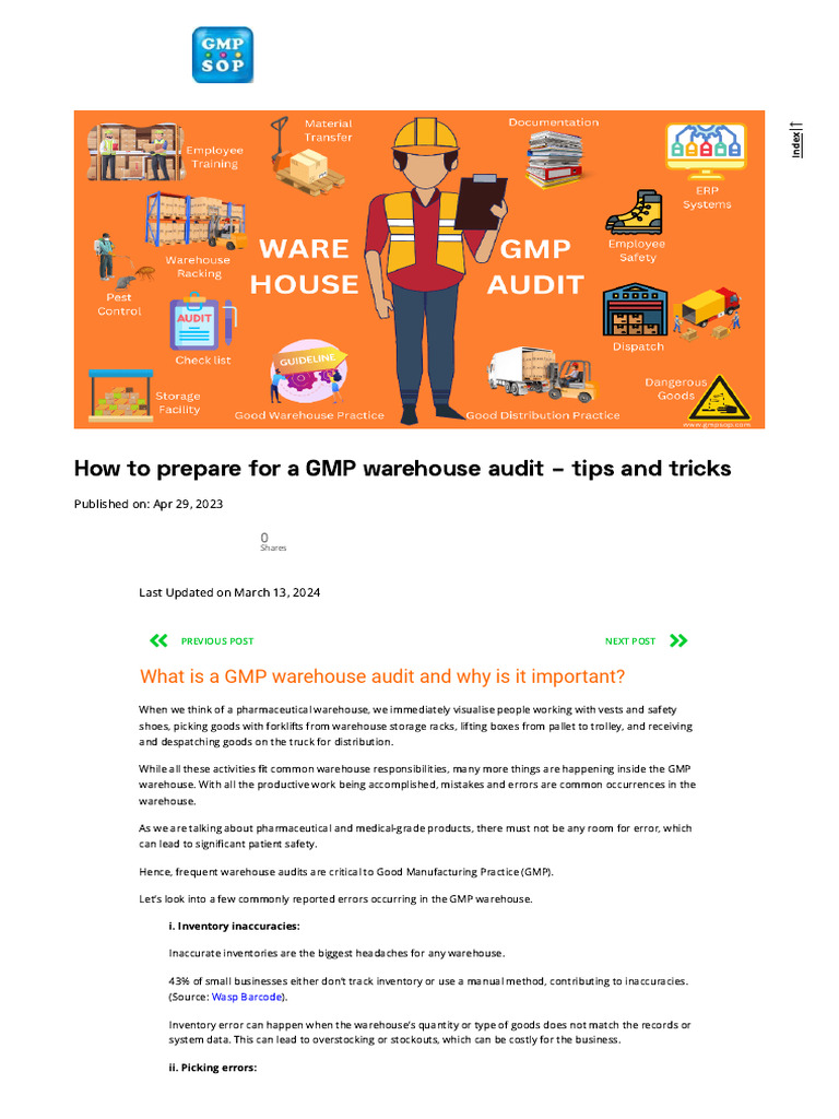 How To Prepare For A GMP Warehouse Audit - Tips and Tricks | PDF ...