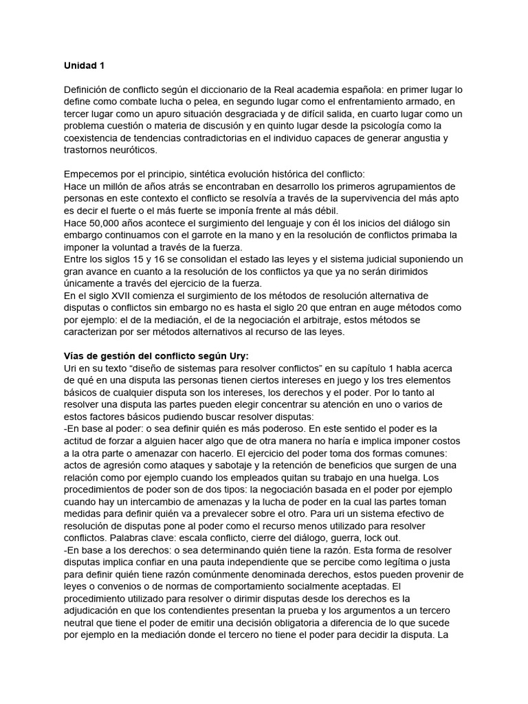 Conflictos Resumen Mío | PDF | Conflicto (proceso) | Negociación