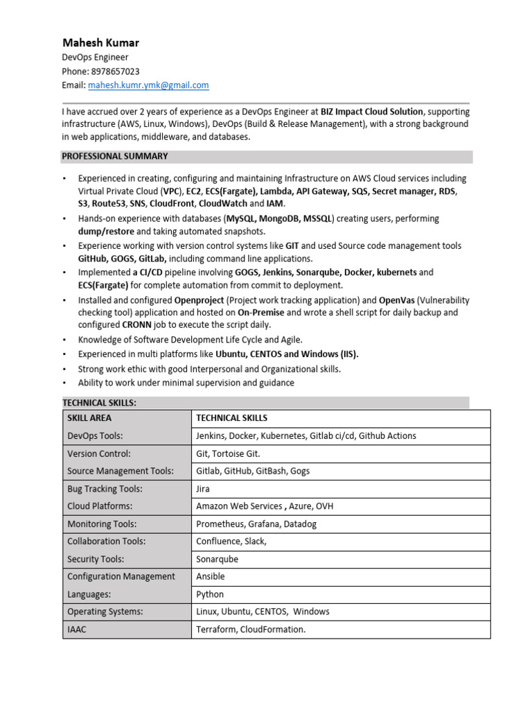 Mahesh DevOps Updated Resume | PDF | Cloud Computing | My Sql