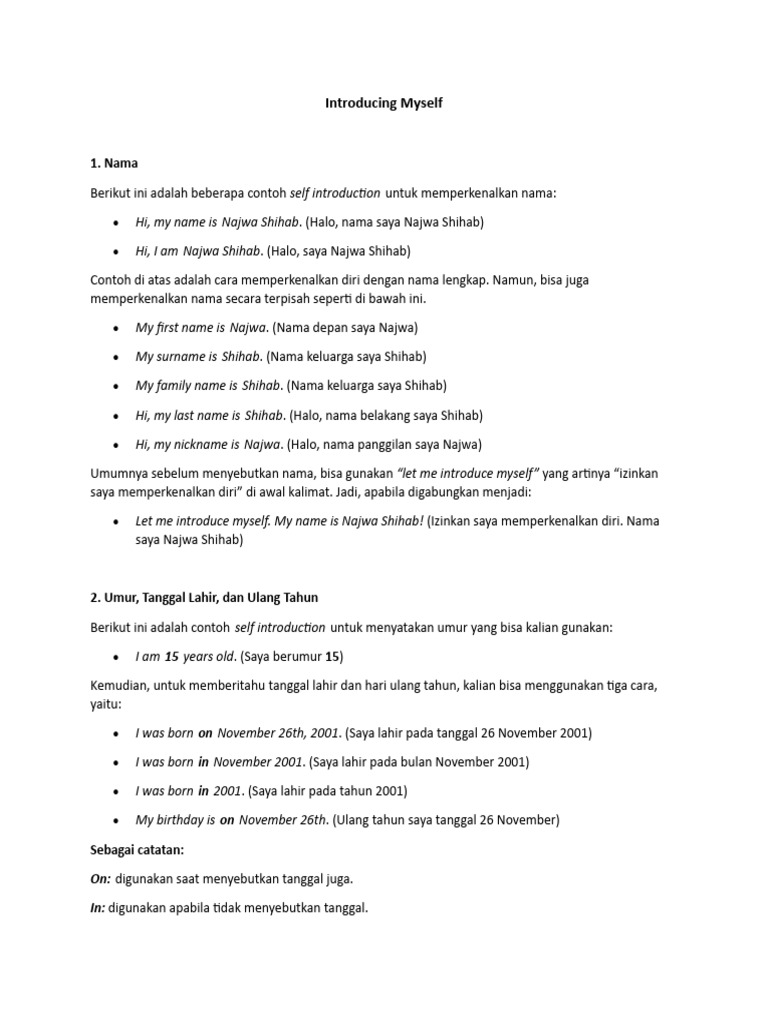 Introducing Myself | PDF