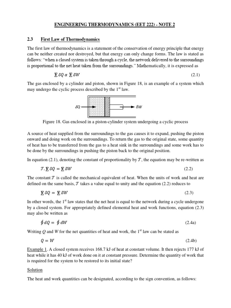 ENGINEERING THERMODYNAMICS (EET 222) Shared 2 | PDF | Heat | Gases
