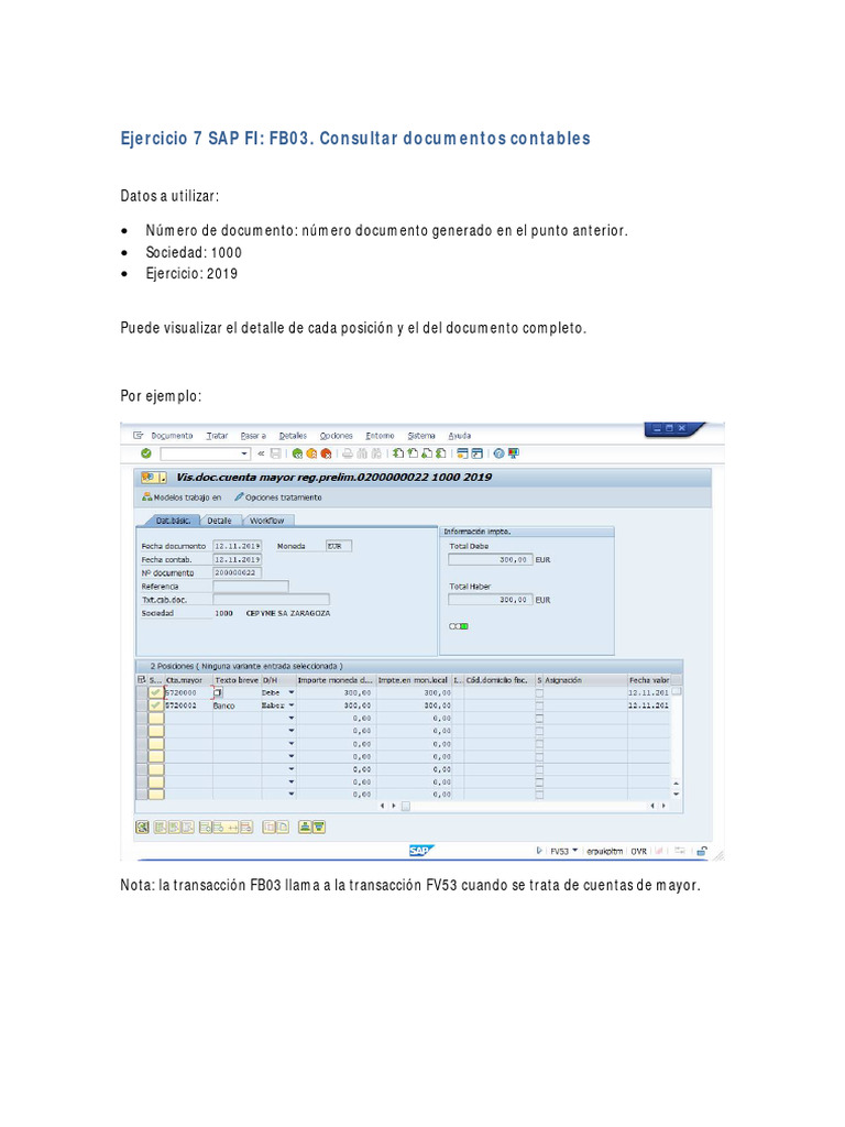 Ejercicio 7 SAP FI FB03 | PDF