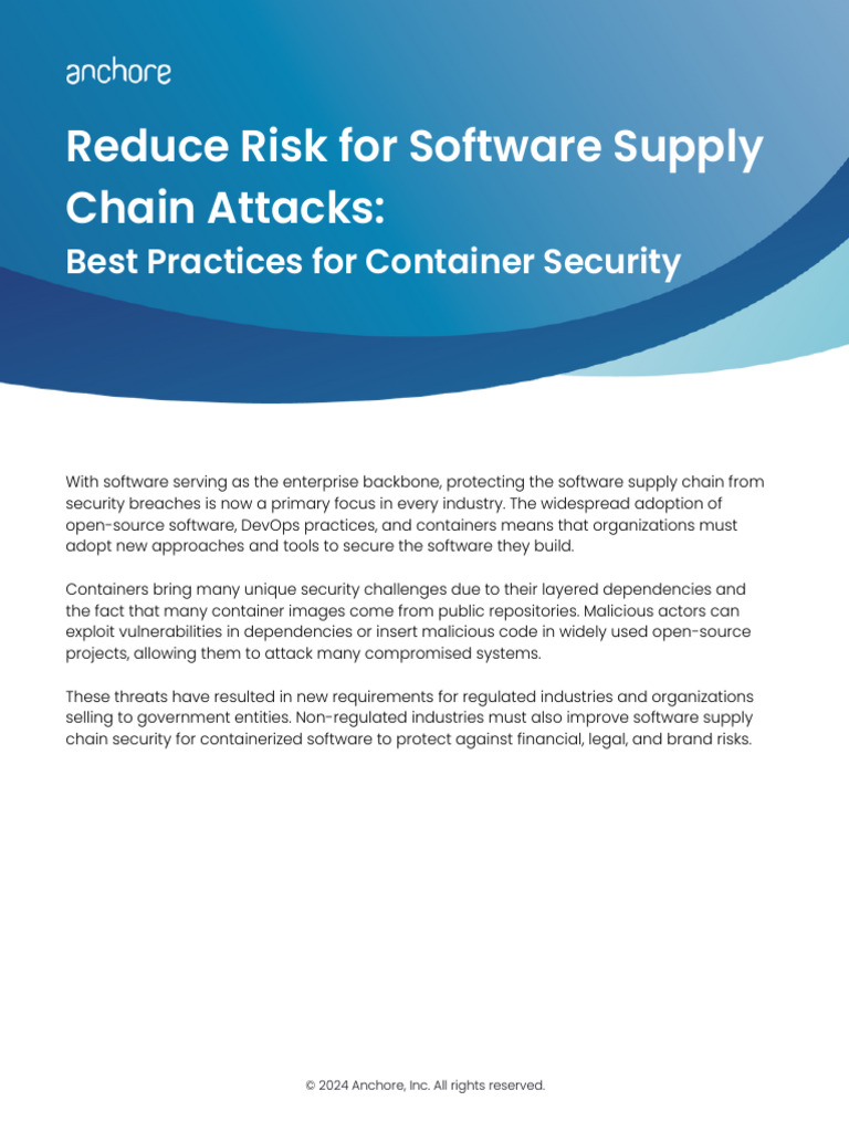 Reduce Risk For Software Supply Chain Attacks - Best Practices For Container Security | PDF ...