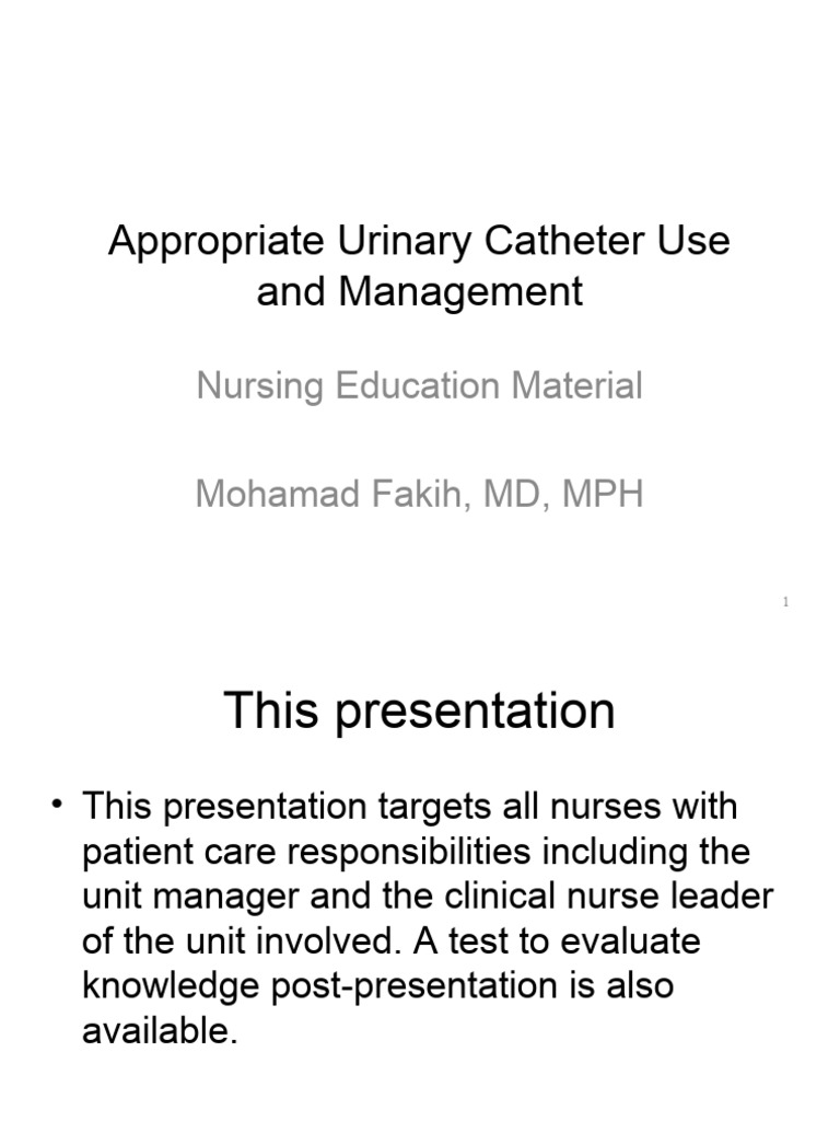 Urinary Catheter Use and Management Guide | PDF | Urinary Incontinence ...