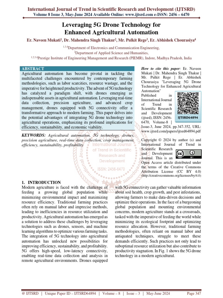 Leveraging 5G Drone Technology For Enhanced Agricultural Automation | PDF | Agriculture ...