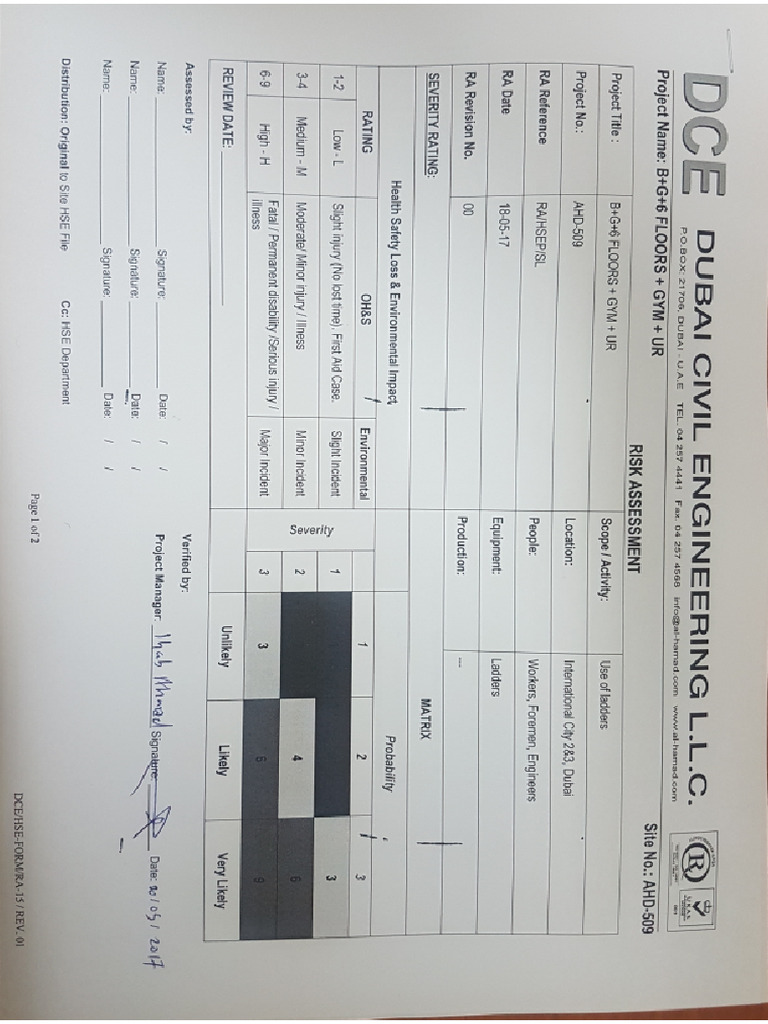 Risk Assessment For Step Ladder | PDF