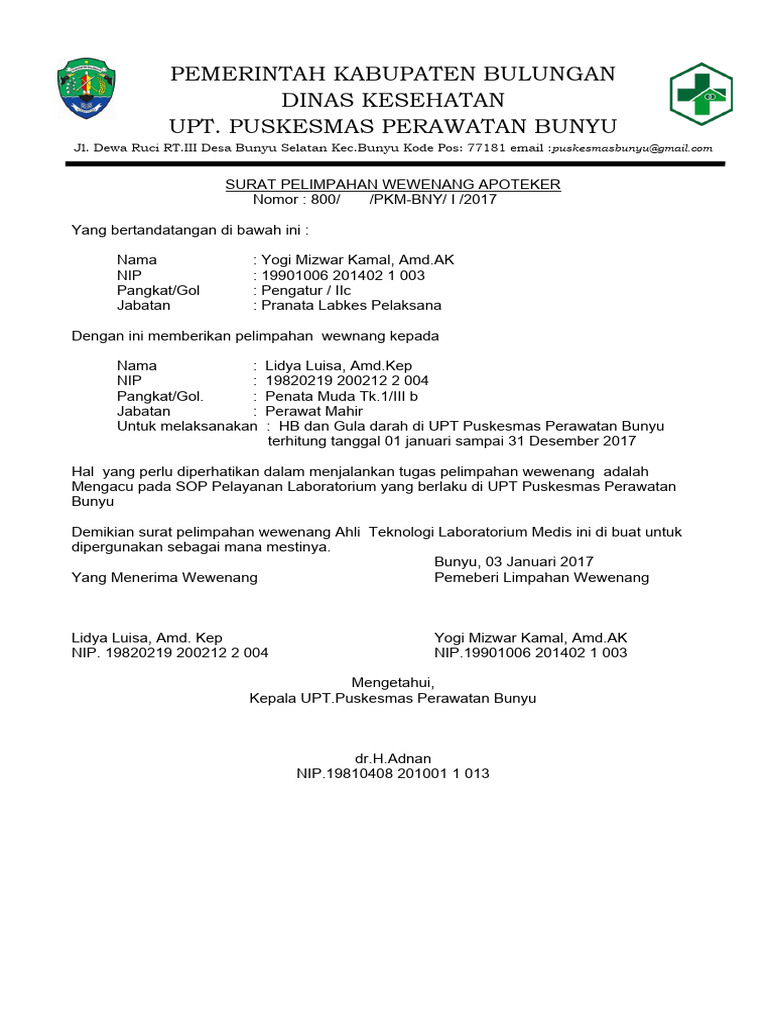 Contoh Pelimpahan Wewenang | PDF