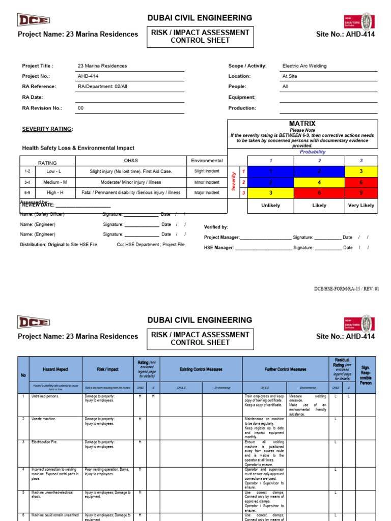 02 Risk Assessment-Welding | PDF | Welding | Construction