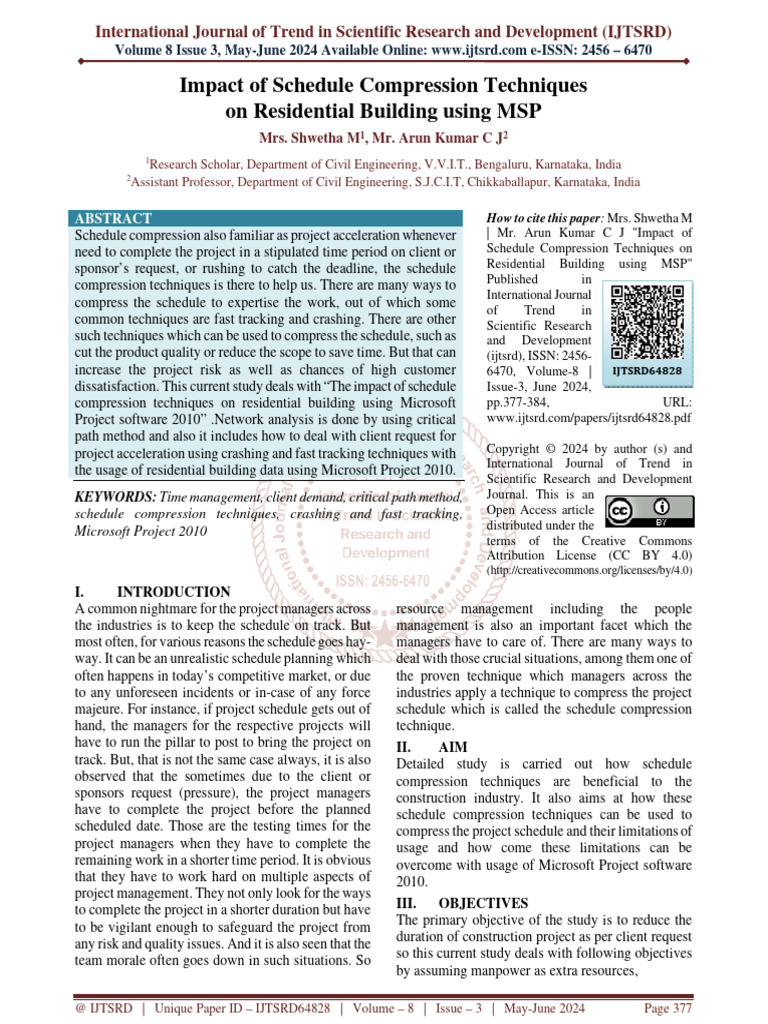Impact of Schedule Compression Techniques On Residential Building Using MSP | PDF | Project ...