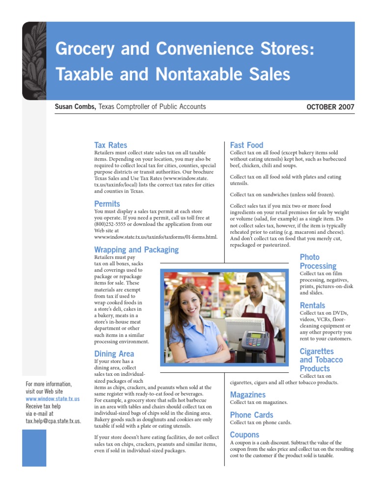 Comptroller's List of Taxable/Nontaxable Items | PDF | Sales Taxes In ...