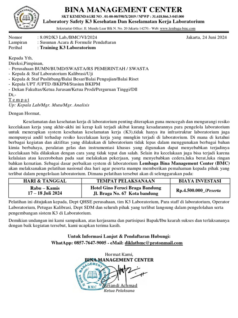 Proposal Materi Training - K3 Safety Laboratorium | PDF