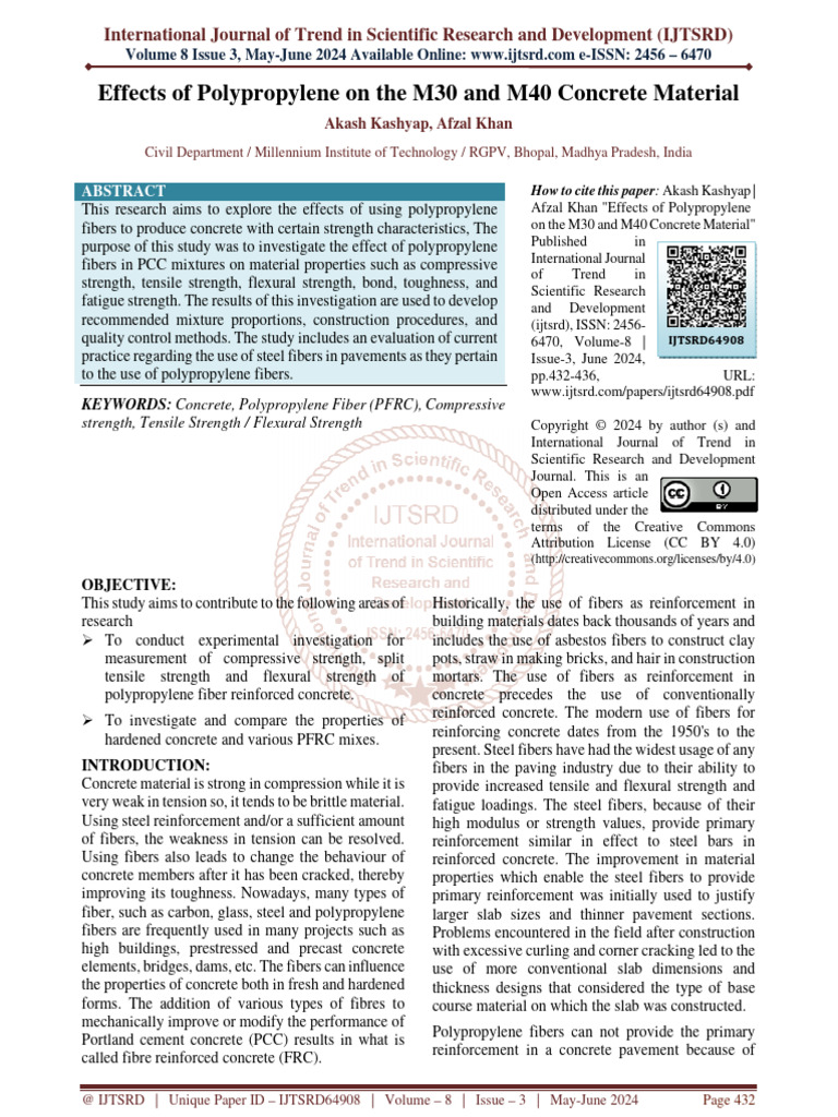 Effects of Polypropylene On The M30 and M40 Concrete Material | PDF ...