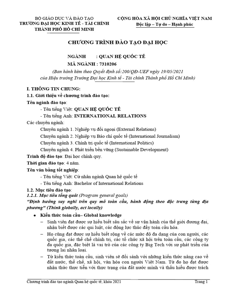 25.CTDT - Quan He Quoc Te - 2021 | PDF