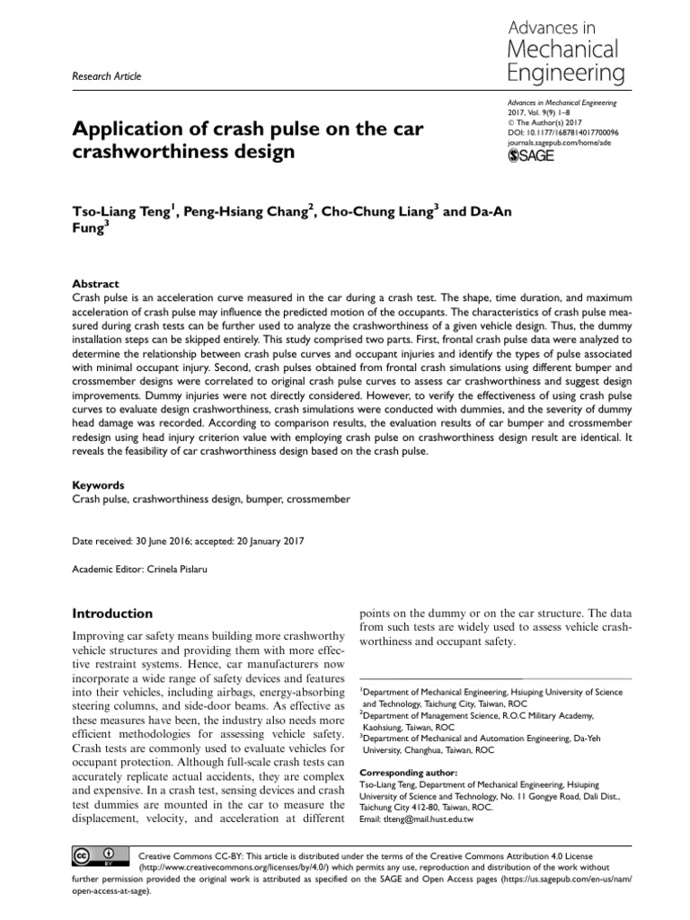 Application of Crash Pulse On The Car Crashworthin | PDF | Traffic ...