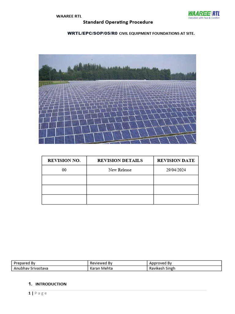 07 - Civil Equipment Foundation SOP | PDF | Concrete | Building Materials