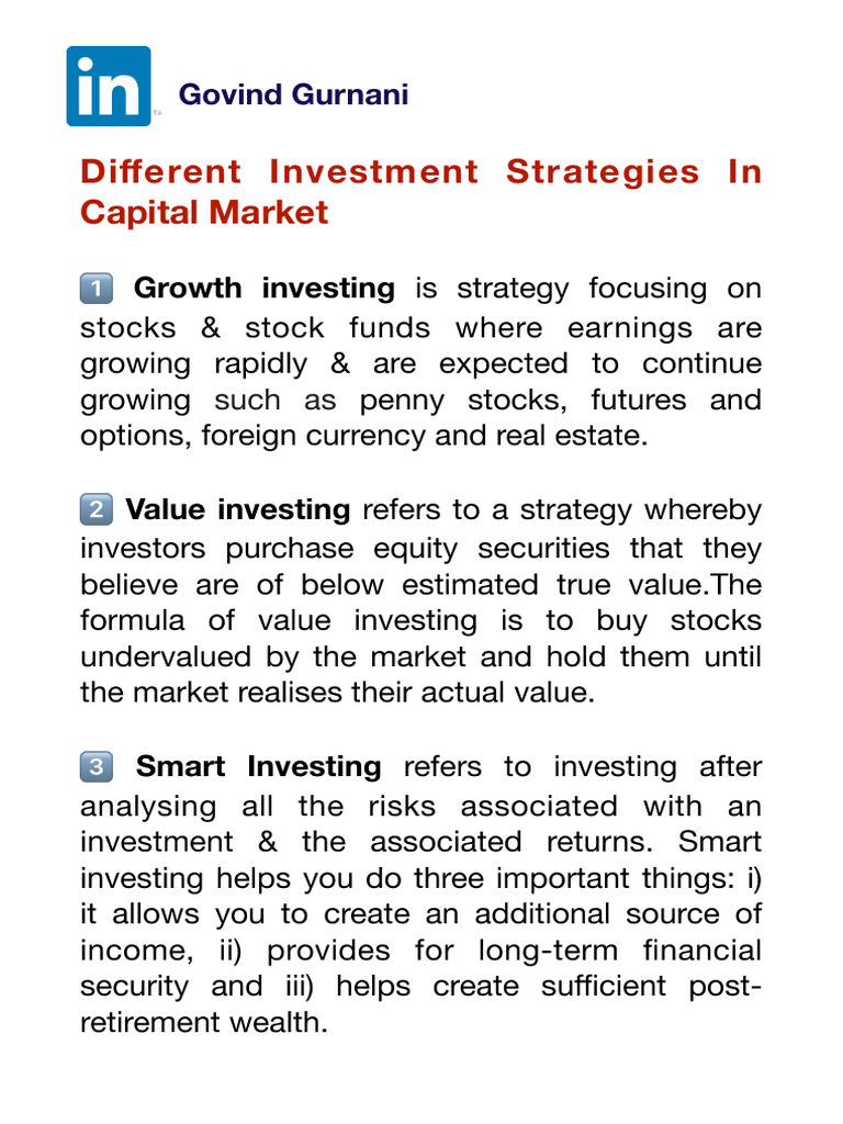 Investment Strategies in Capital Markets | PDF | Investing | Stocks