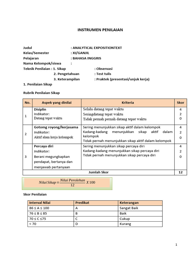 fix-INSTRUMEN PENILAIAN-ANALYTICAL EXPOSITIION-RH | PDF