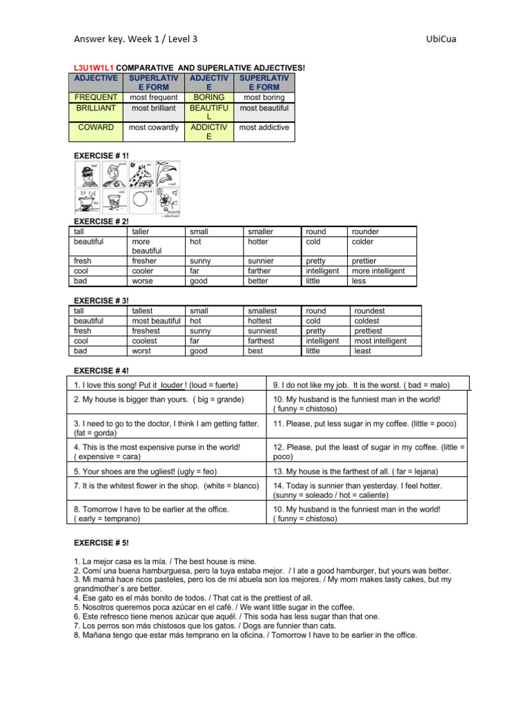Answer Key. Week 1. Level 3 | PDF