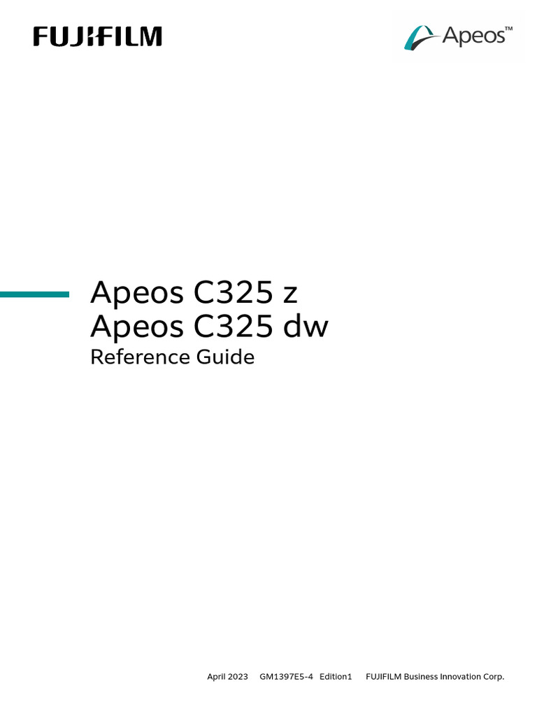 Apeos C325 Z Apeos C325 DW: Reference Guide | PDF | Image Scanner | Fax