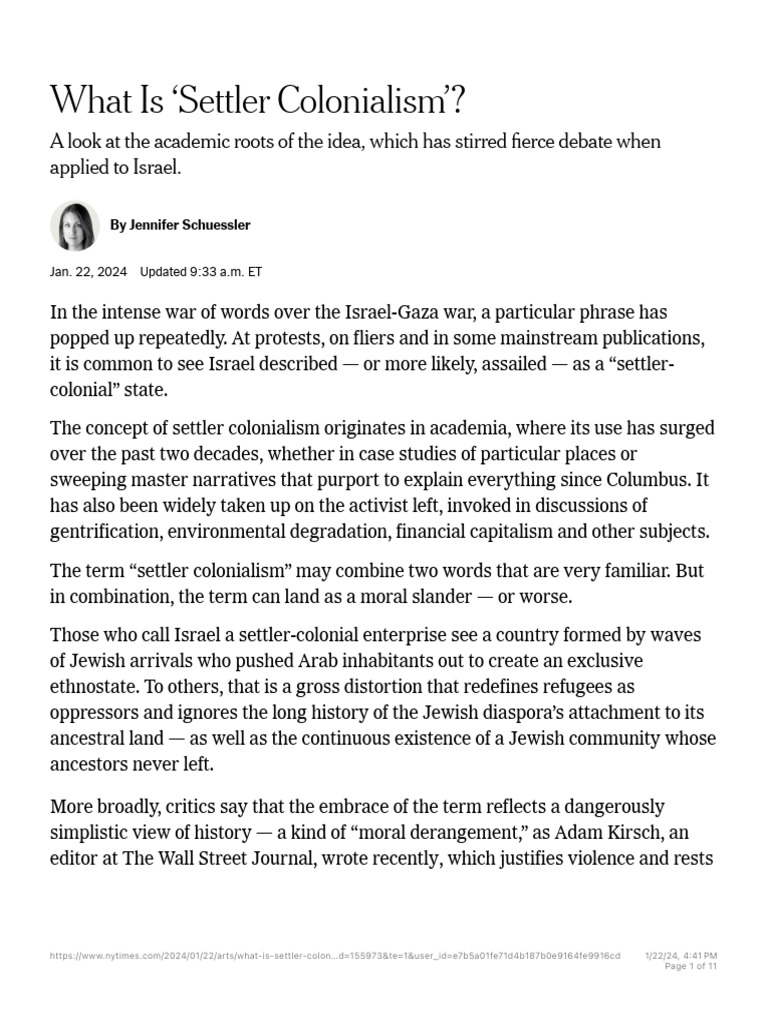 What Is Settler Colonialism'? - The New York Times | PDF | Zionism ...