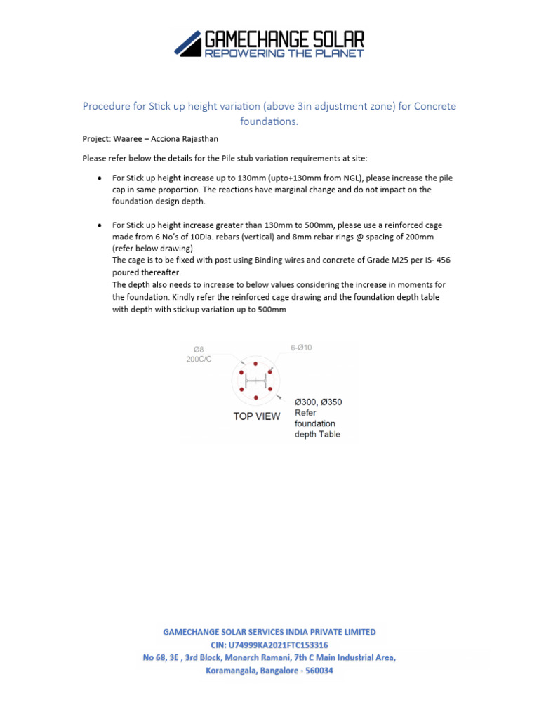 GCS SOP For Concrete Foundations Having Higher Stick Up Heights | PDF ...