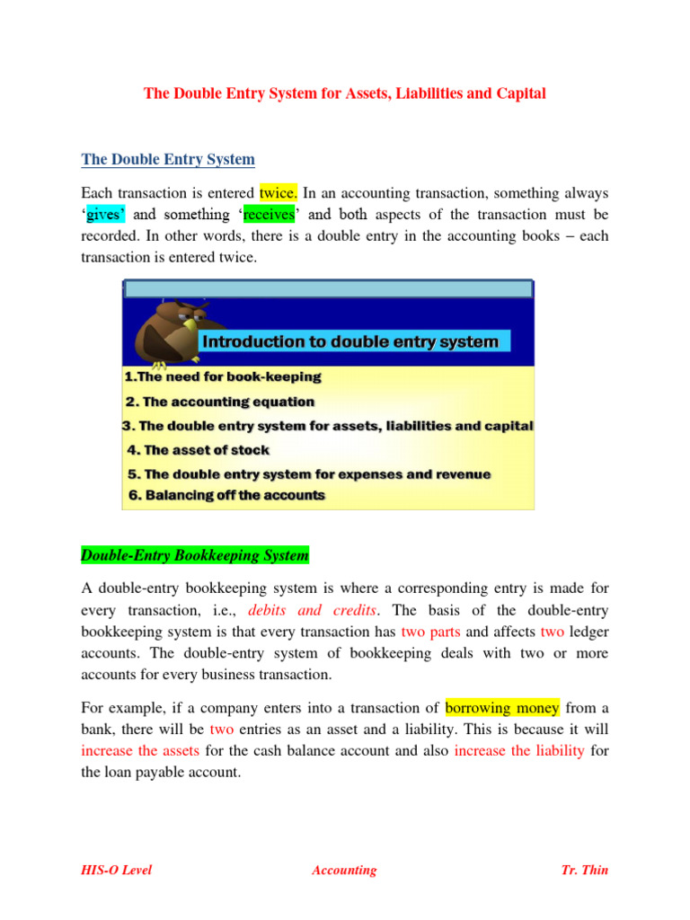 Double Entry | PDF | Debits And Credits | Bookkeeping