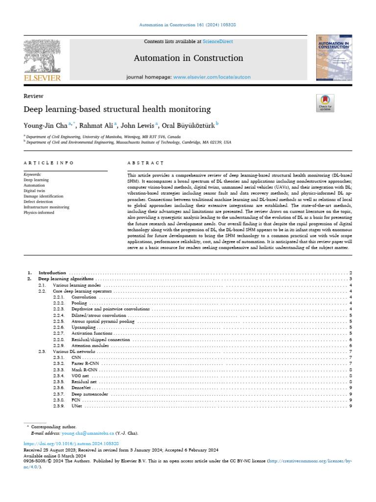 Deep Learning Based Structural Health Monitoring Pdf Artificial Neural Network Machine