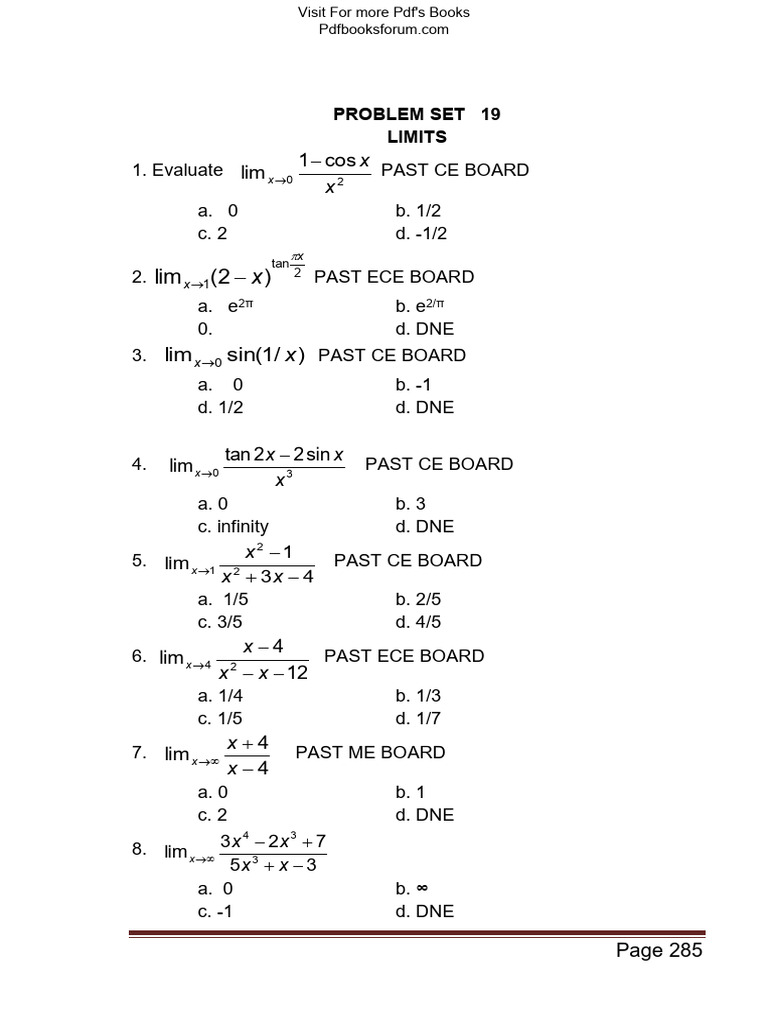 4.2 Diff Cal Problem Sets | PDF | Area | Tangent