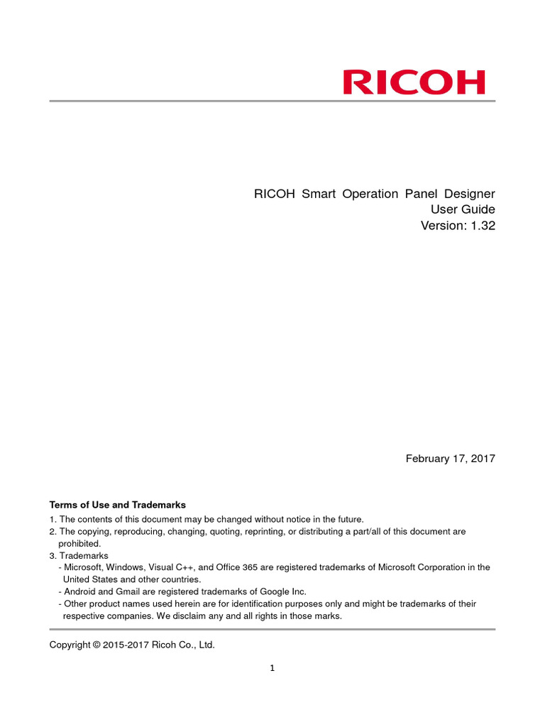 RICOH Smart Operation Panel Designer User Guide v1.32 | PDF | Icon ...