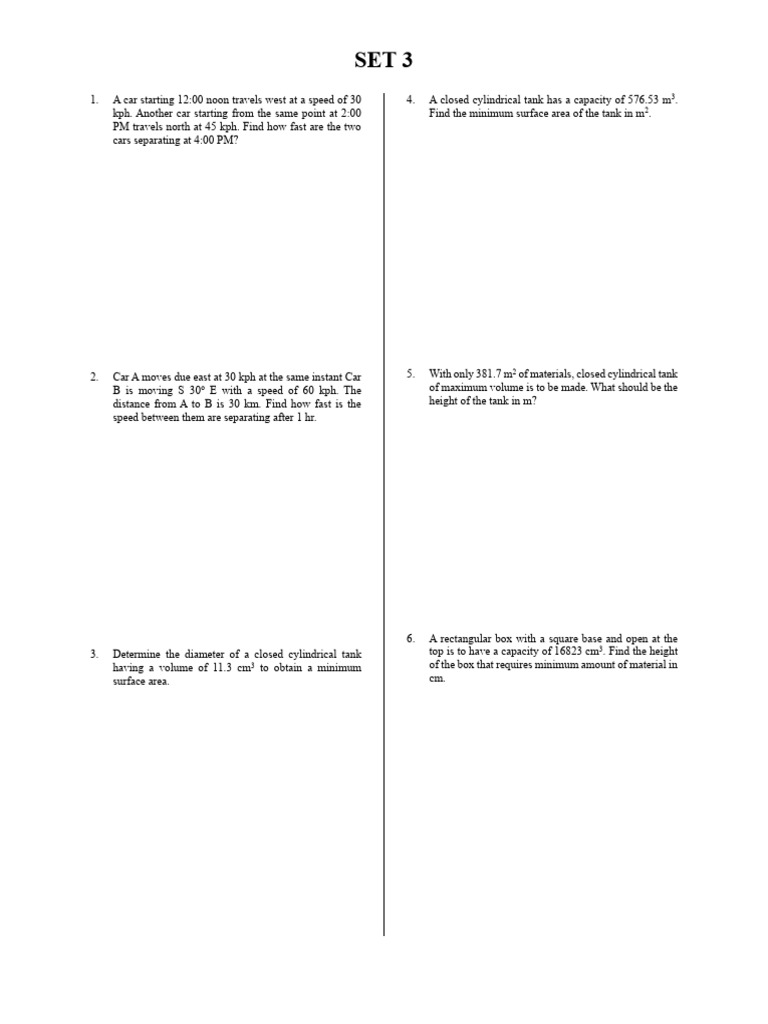 4.1 Differential Calculus - Set 3 | PDF | Area | Sphere