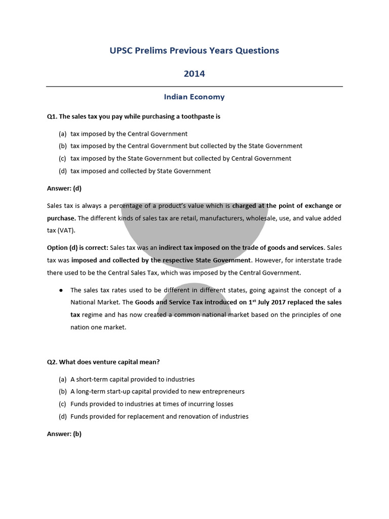 UPSC Prelims PYQ 2014 Reviewed 1 | PDF | Interest Rates | Banks