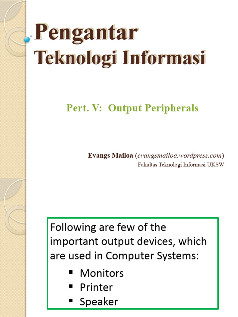 Pert.5 - Output | PDF | Computer Monitor | Printer (Computing)