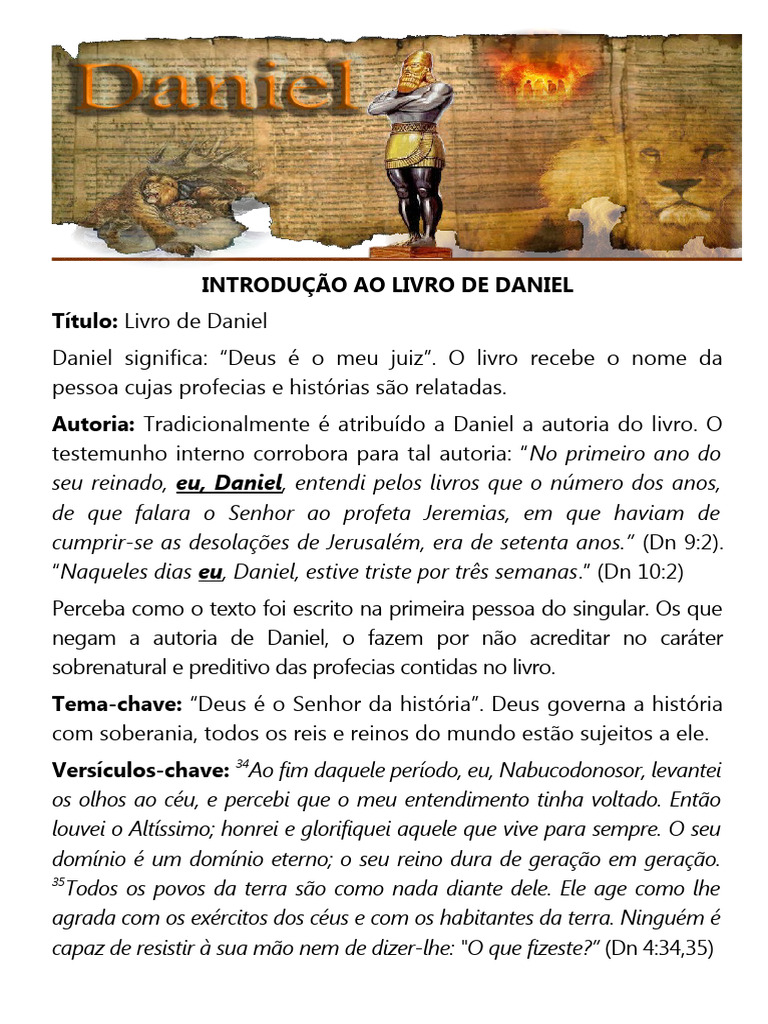 Introdução Ao Livro De Daniel Pdf Daniel Personagem Bíblica