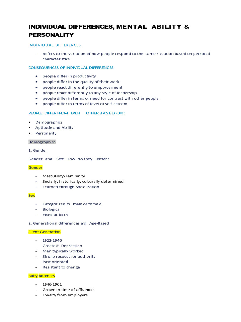 Understanding Individual Differences | PDF | Career & Growth