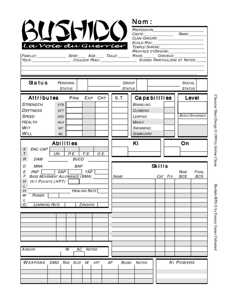 Bushido | PDF | Role Playing Games | Role Playing Video Games