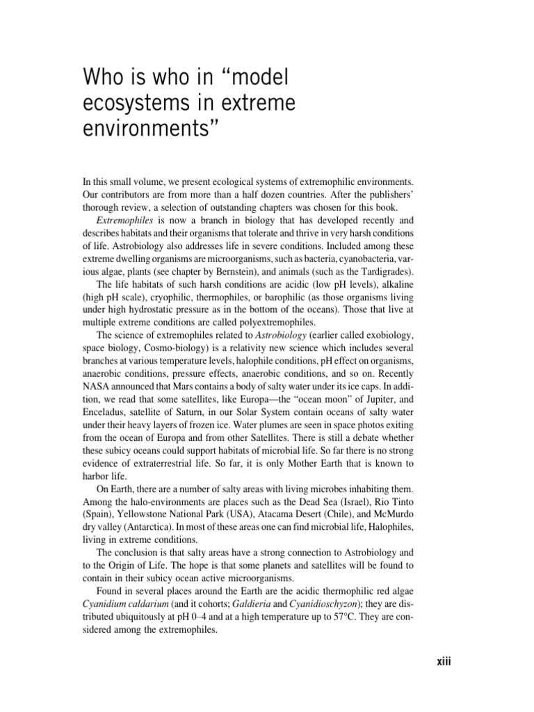 Model Ecosystem in Extreme Envirm | PDF | Astrobiology | Microorganism