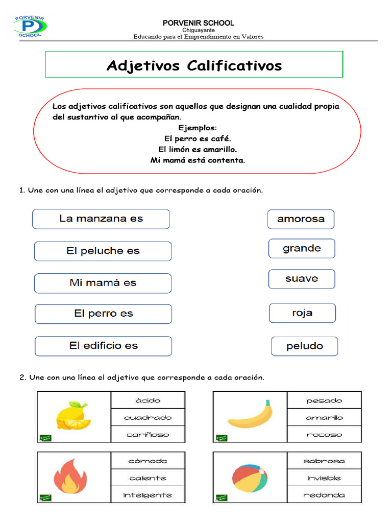 Guia Adjetivos Calificativos 1 | PDF | Adjetivo