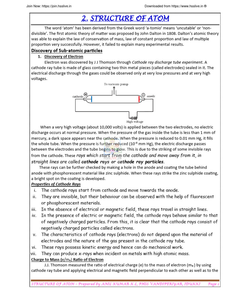 Hsslive in Xi Chem 2. Structure of Atom | PDF | Emission Spectrum ...