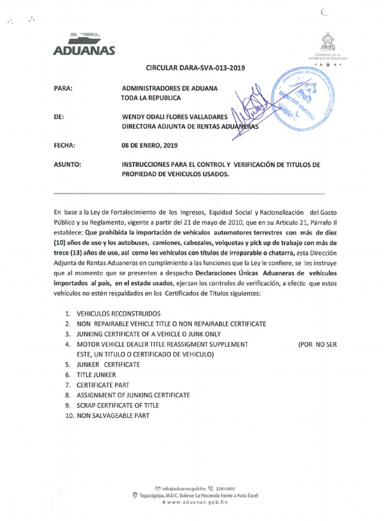 Circular-Dara-Sva-013-2019 Verificacion y Control Titulos de Vehiculos ...