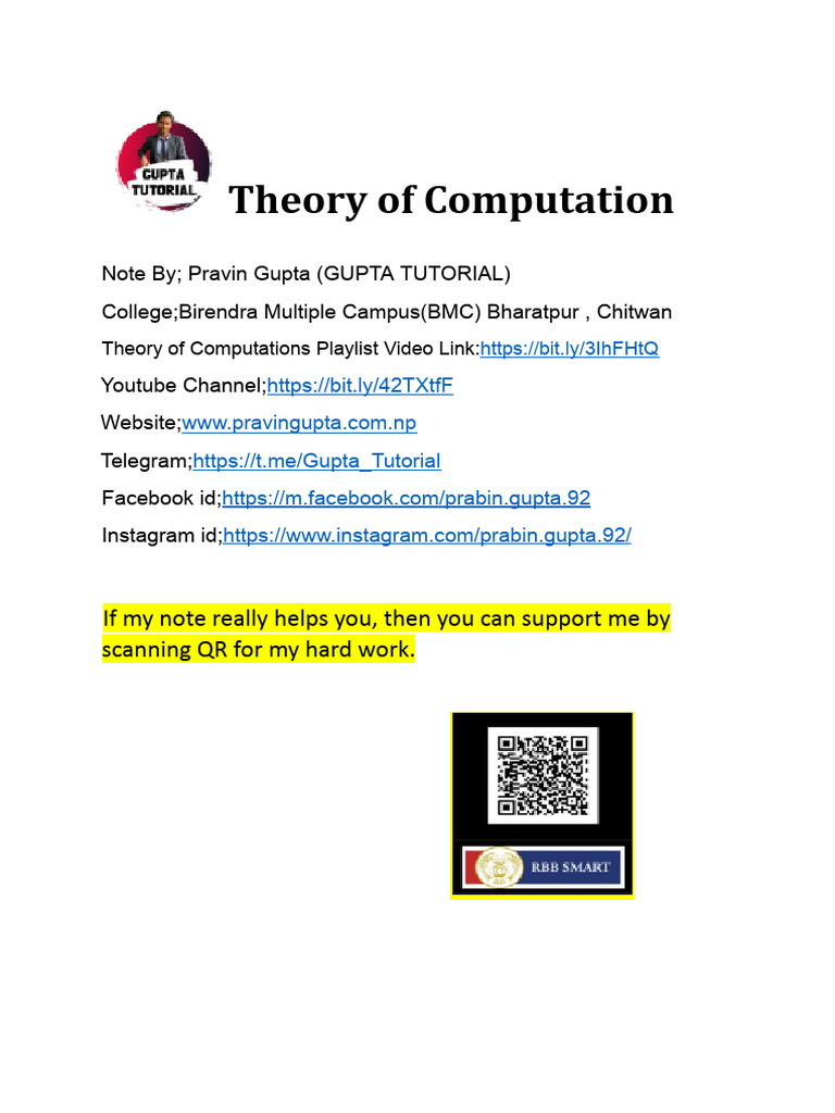 TOC Complete Note by Pravin Gupta | PDF