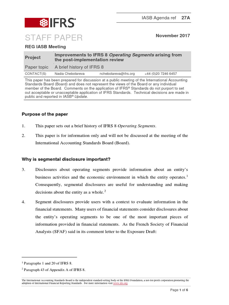 Ap27a Brief History of Ifrs 8 | PDF | International Financial Reporting Standards | Generally ...