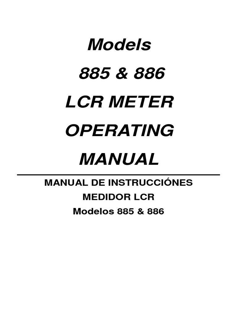 BK PRECISION 885 886 Manual | PDF | Capacitor | Electrical Impedance